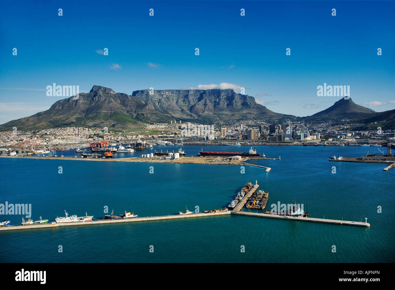 Aerial view of Table Bay working harbour Stock Photo - Alamy