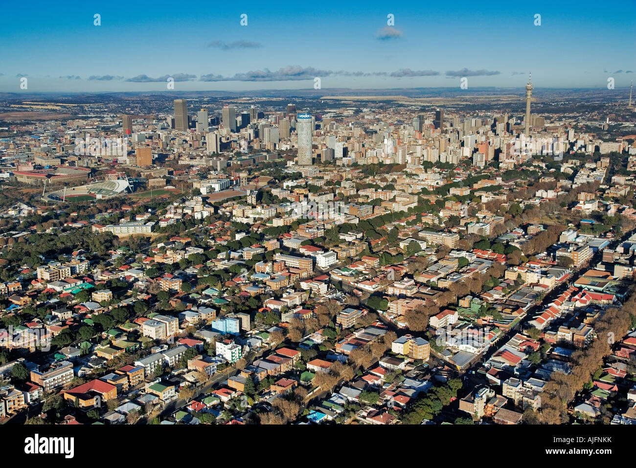 Johannesburg city centre with highrise buildings in the background ...