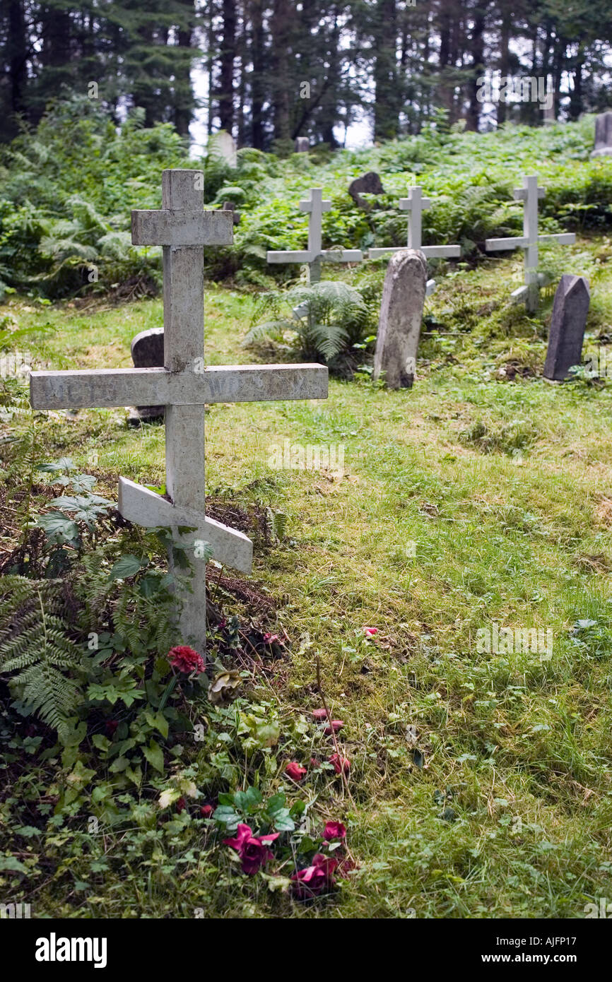 Graves and markers in the old Russian Cemetery in Sitka Alaska Stock ...