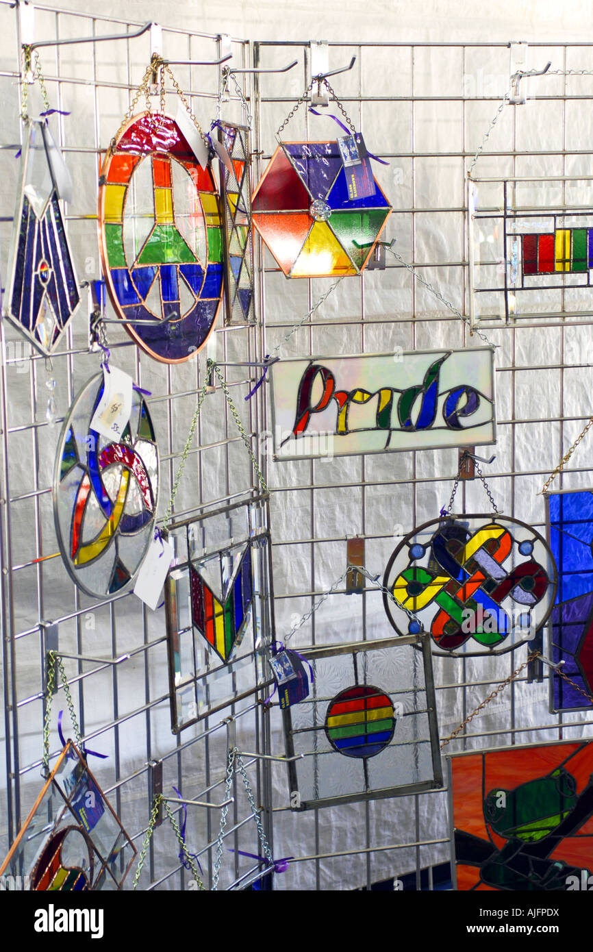 Gay stained glass objects sales tent at Milwaukee s PrideFest Stock ...