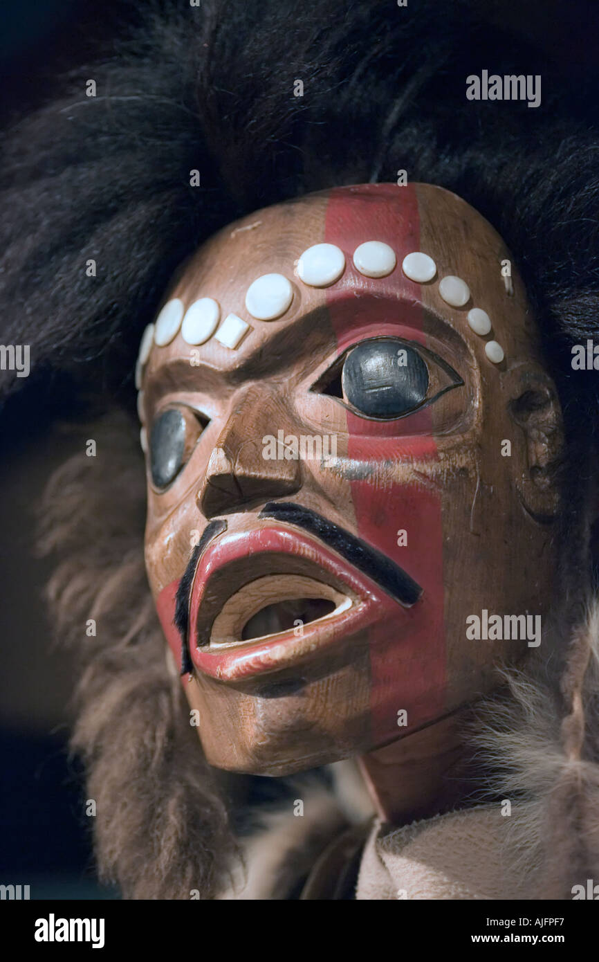 Actor wearing traditional Tlingit s actor mask and garbs performs ...