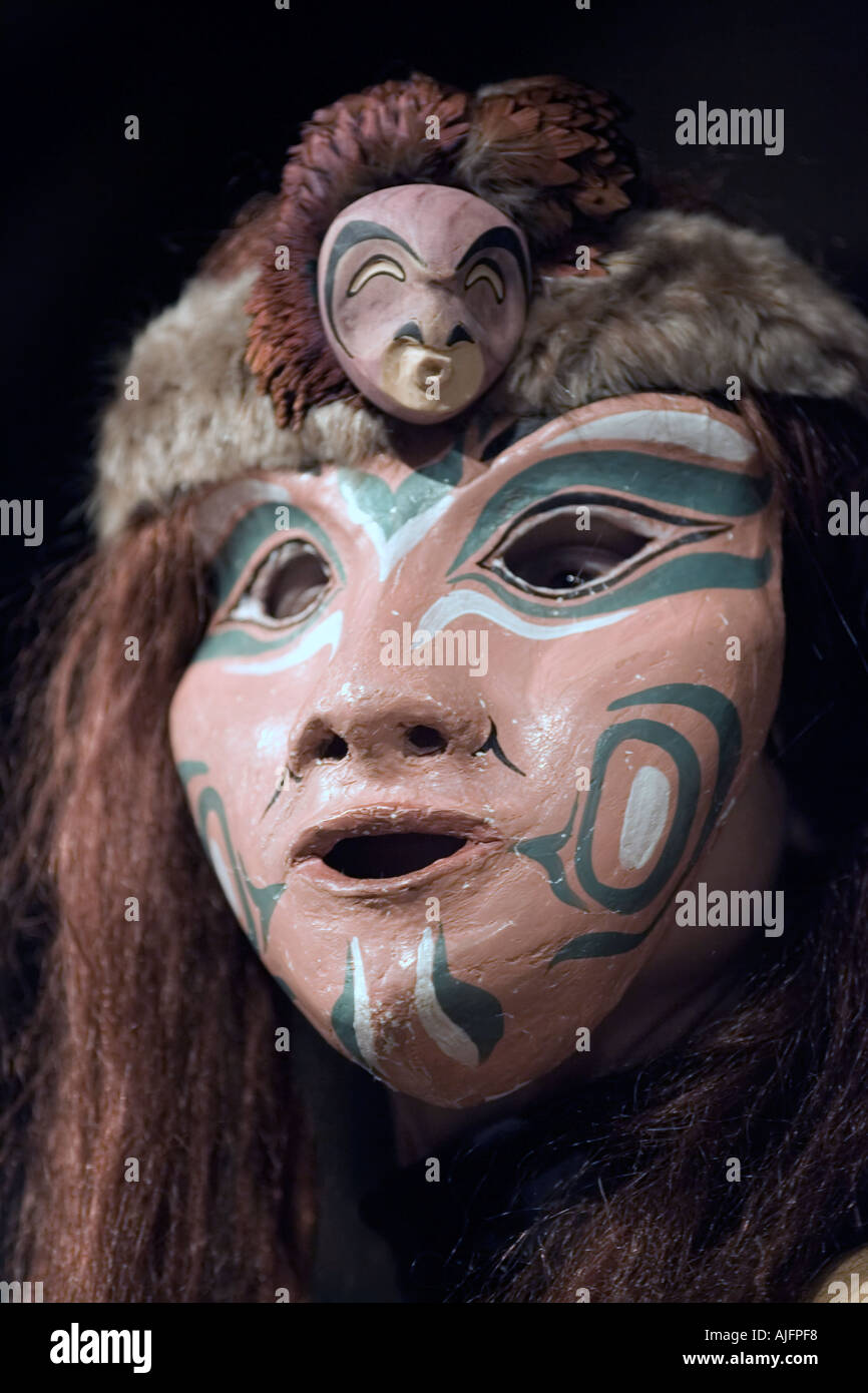 Actor wearing traditional Tlingit s actor mask and garbs performs ...