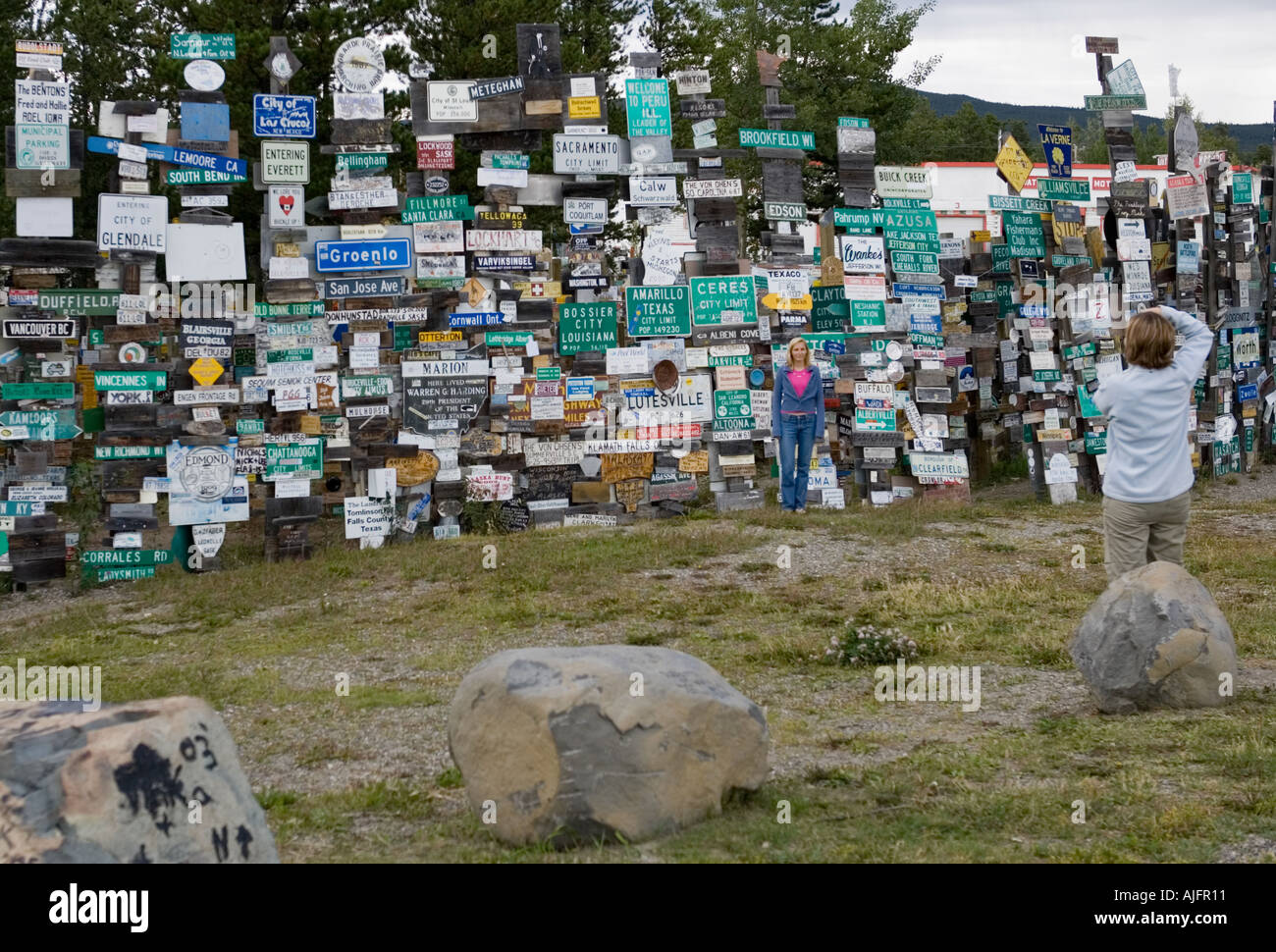 The Sign Post Forest in Watson Lake Yukon started in 1942 by Carl K ...