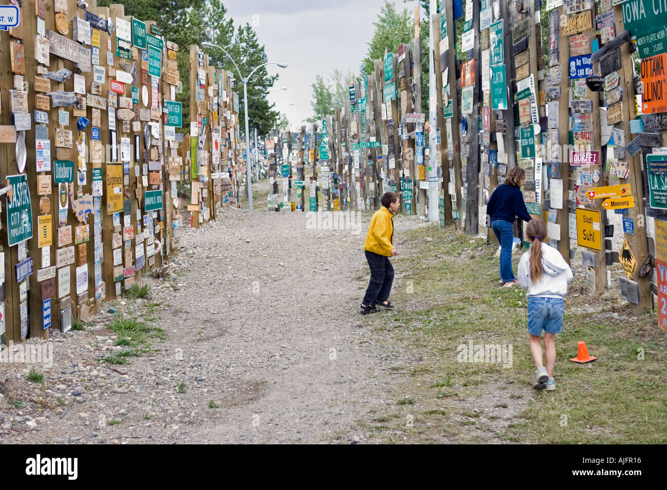 The Sign Post Forest in Watson Lake Yukon started in 1942 by Carl K ...