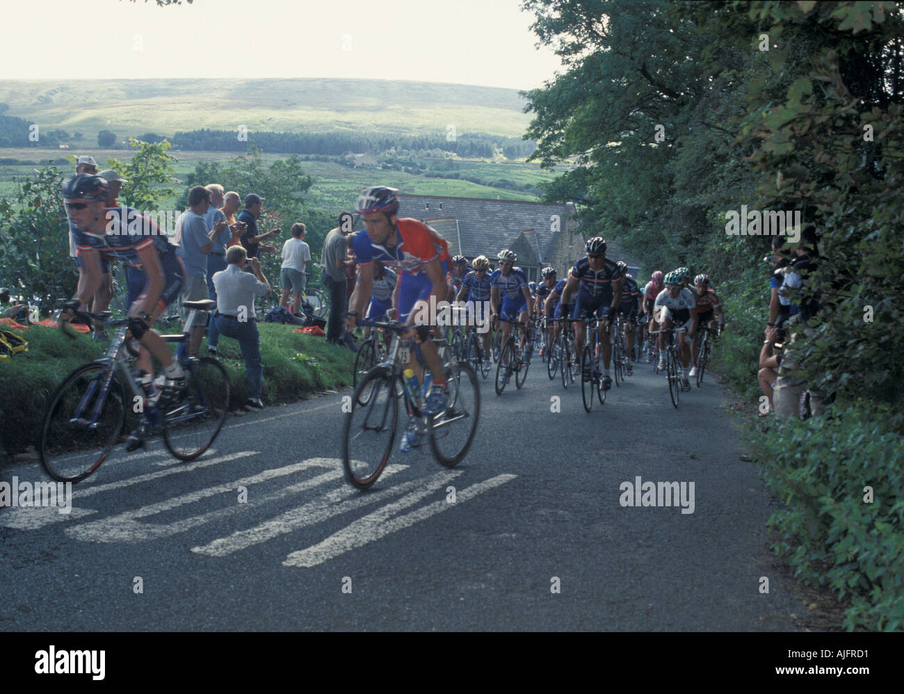 Tour of Britain 2004 cycling near Rivington Stock Photo - Alamy