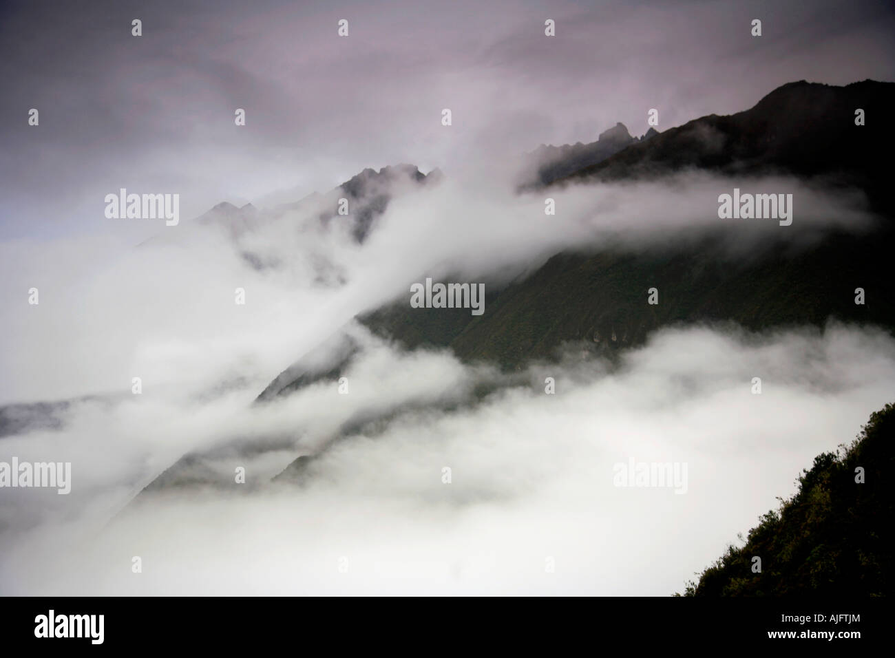Misty mountains Urubamba river Canyon Vilcabamba mountain range UNESCO ...