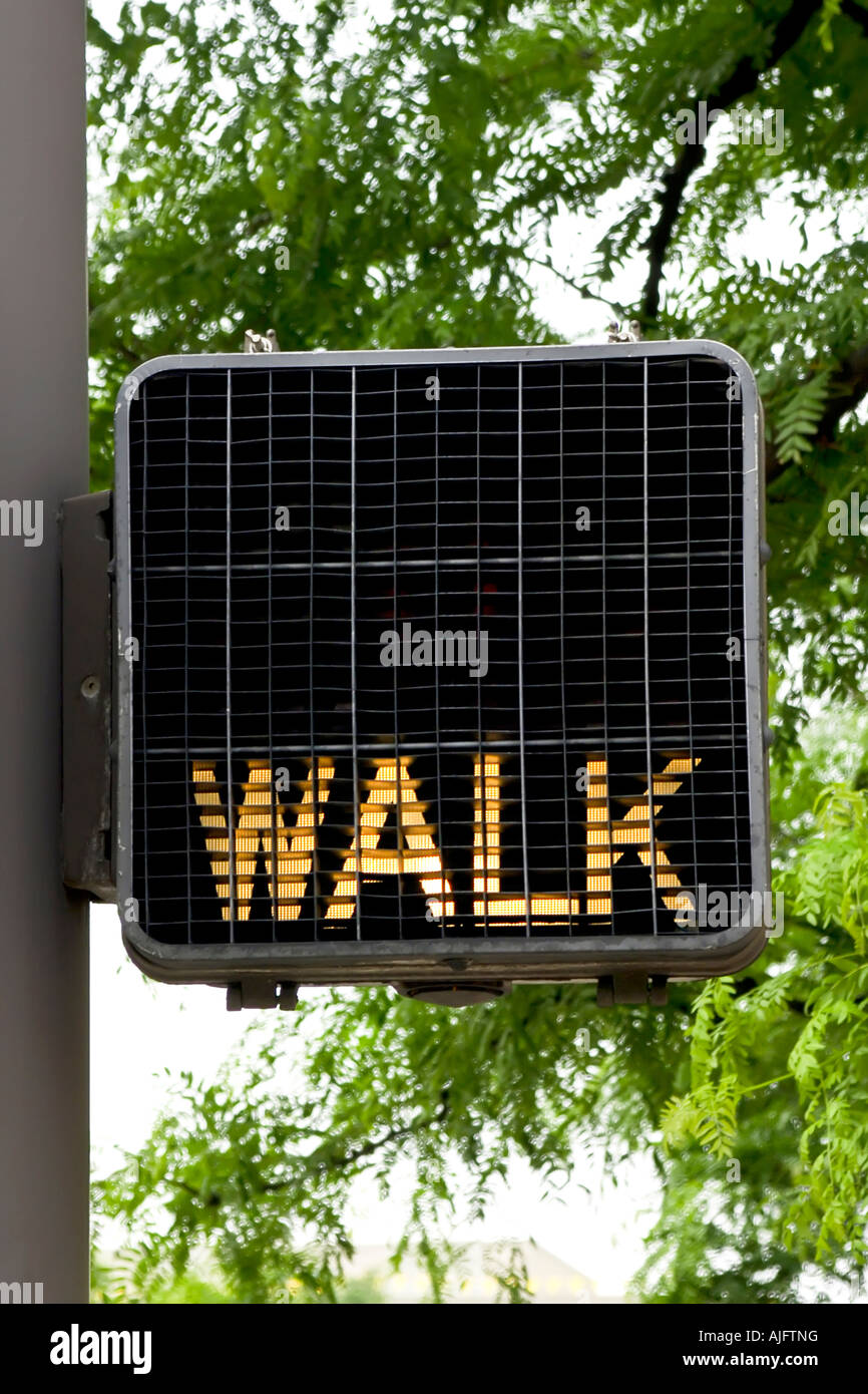 American Pedestrian crossing sign displaying the word WALK Stock Photo ...