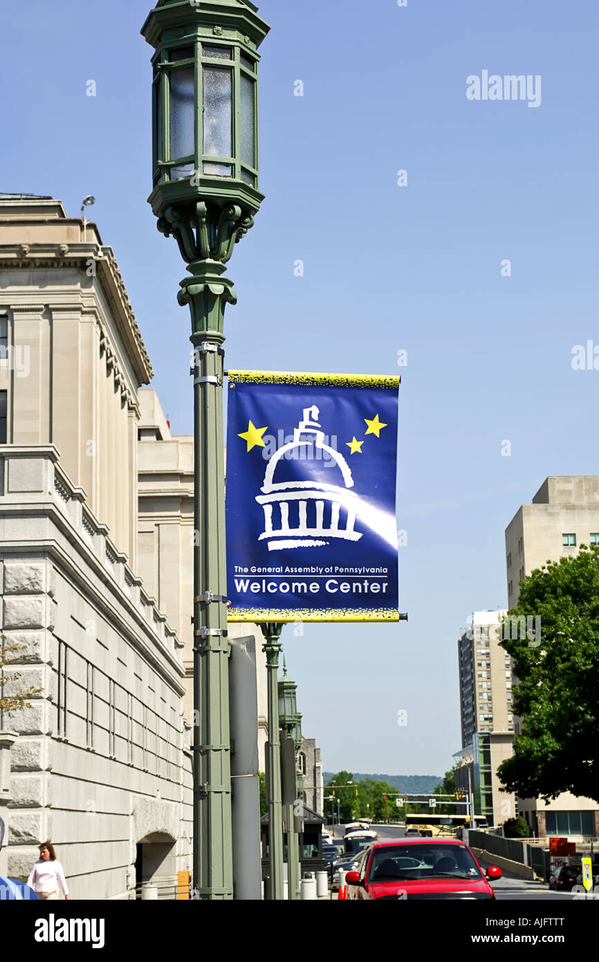 Welcome Center banner in downtown Harrisburg Pennsylvania PA Stock ...