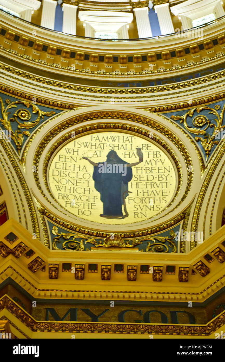 Gilded artwork in the Capitol Rotunda inside the State capitol building ...