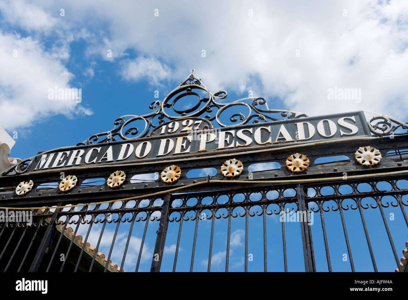 Entrance to the Fish Market in Mahon, Menorca, Balearic Islands, Spain ...