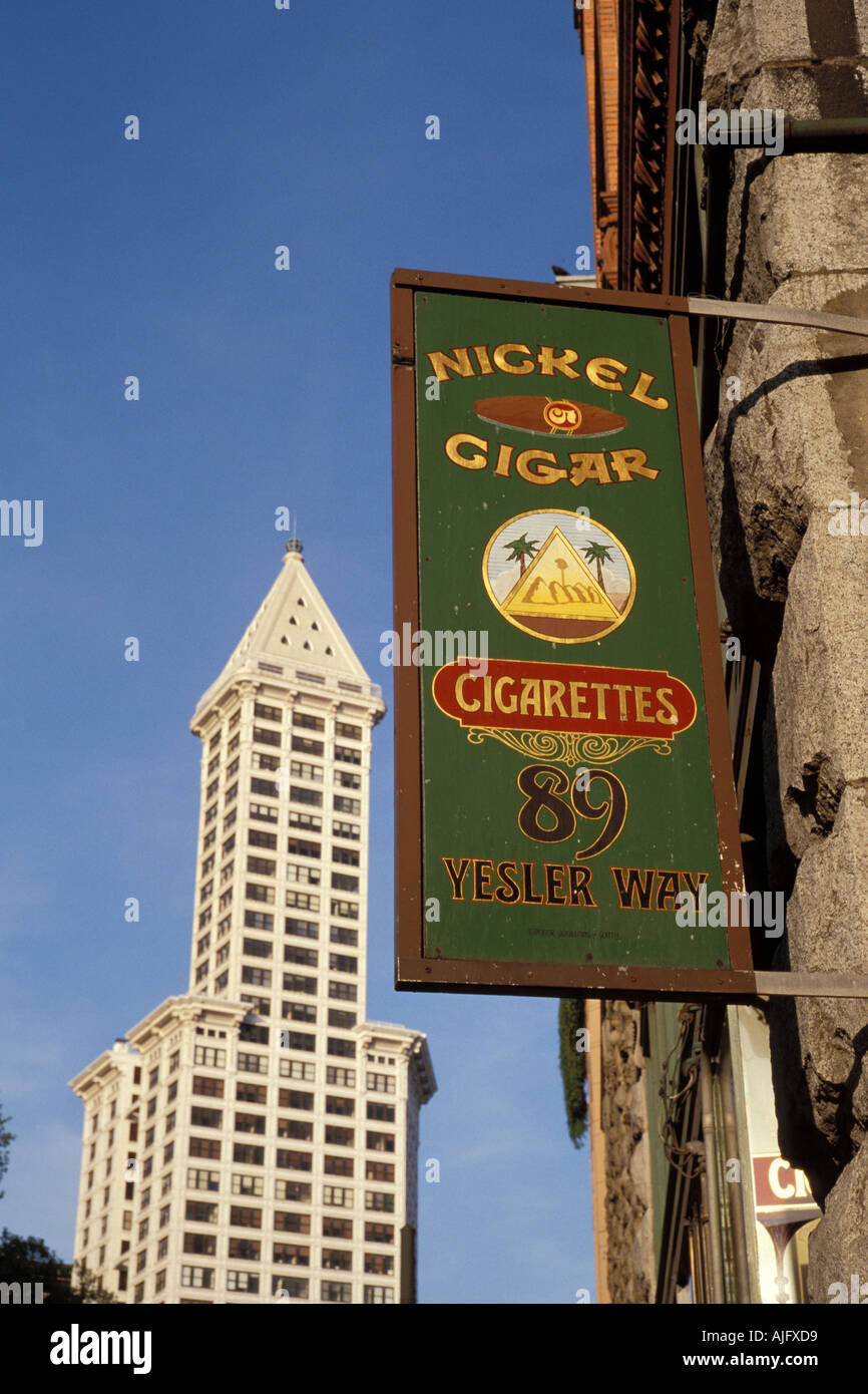 Nickel Cigar Old Cigar Store Sign With Smith Tower In Background ...