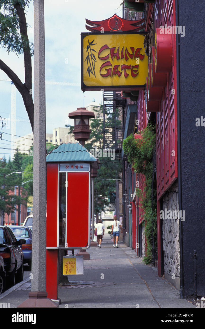 Telephone booth in front of China Gate Restaurant Street Scene ...