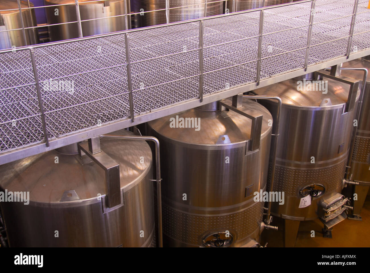 chile chilean countryside wine facilities, fermenting vats, grated ...