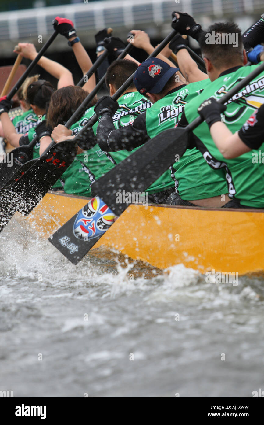 Team dragon boat racing, working together Stock Photo - Alamy