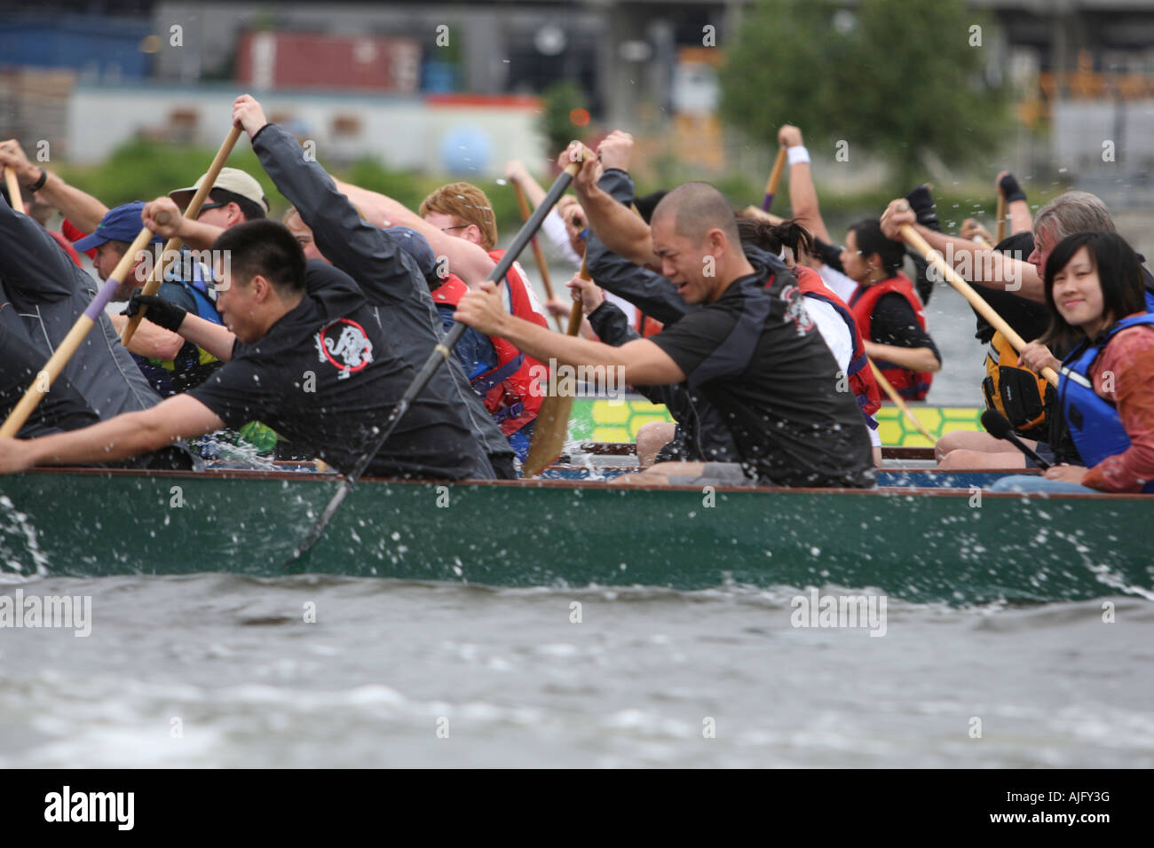 Team dragon boat racing, working together Stock Photo - Alamy