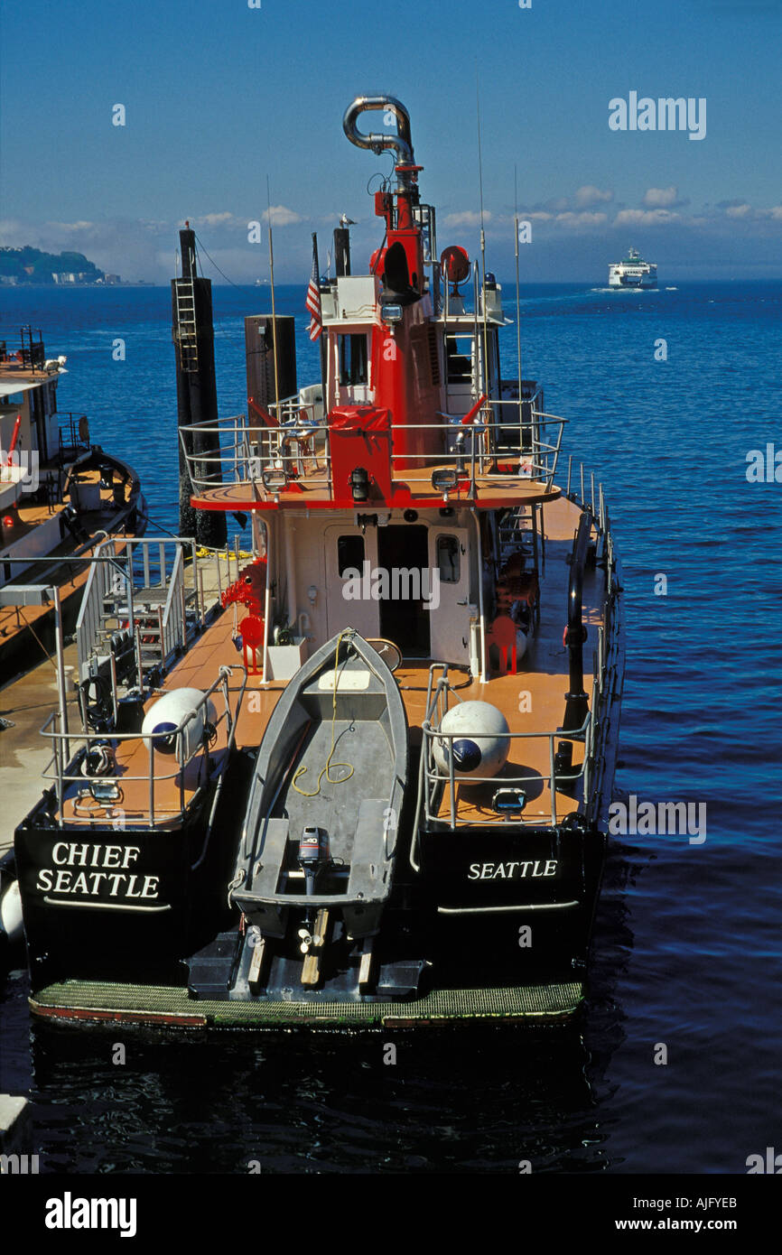 The Chief Seattle Fireboat docked on Seattle Washington Waterfront on ...