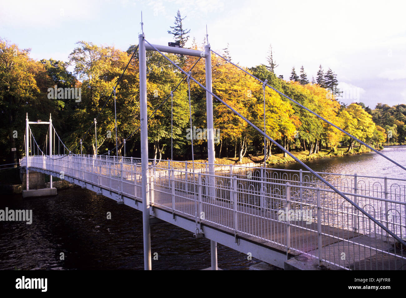 Inverness Ness River suspension foot bridge Ness Island Scotland Stock ...