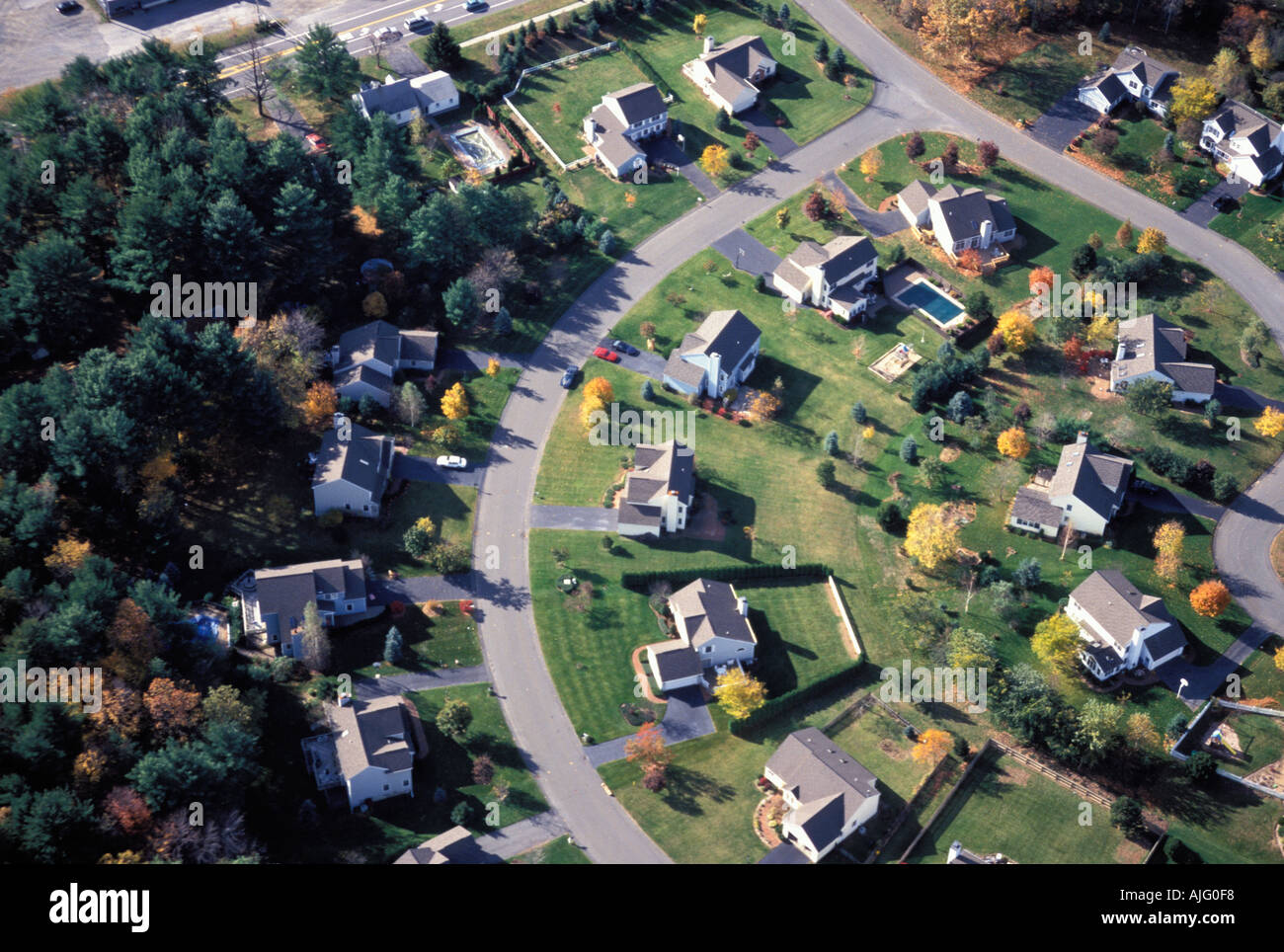 Aerial view of Suburban development in autumn Stock Photo - Alamy