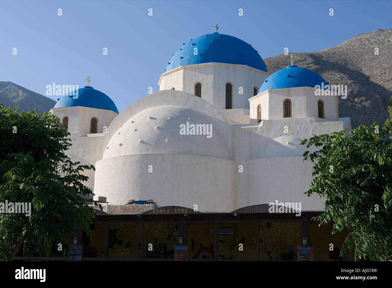"Timios Stavros" Church Perissa Santorini Greece Stock Photo - Alamy