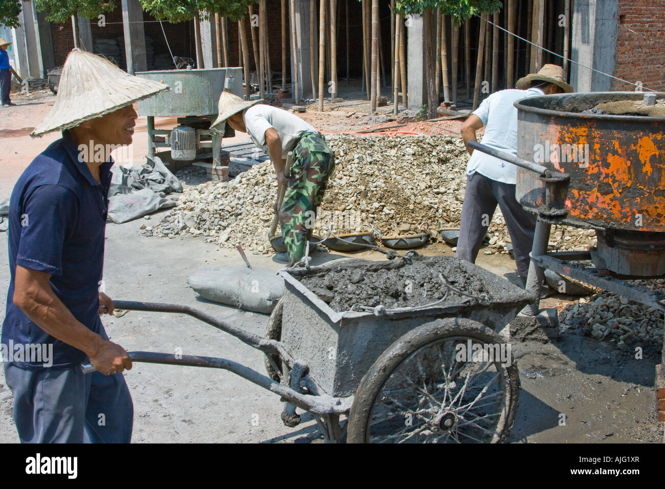 Chinese Construction Workmen Building in Likeng Wuyuan China Stock ...