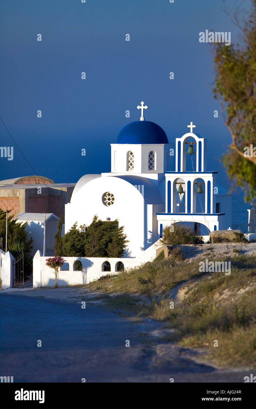 Pretty little church Exo Gonia Santorini Greece Stock Photo - Alamy