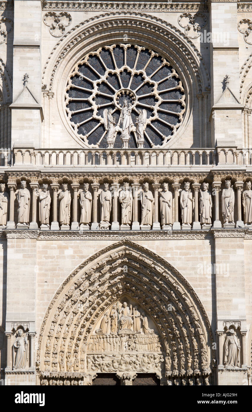 France Ile De France Paris The West Rose Window And Portal Of The ...