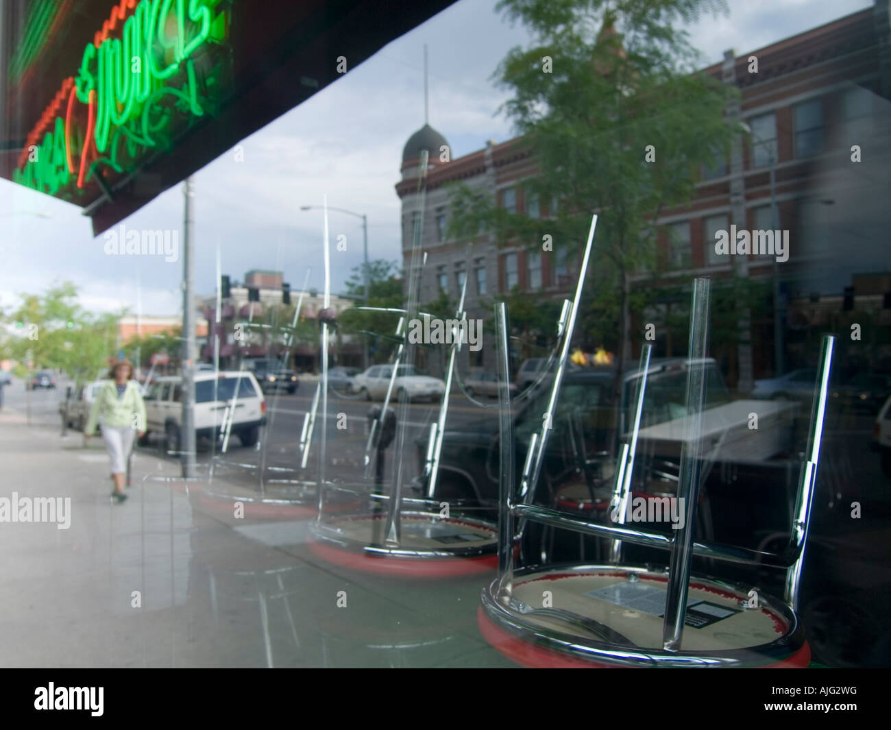 Reflections in storefront windows Stock Photo - Alamy
