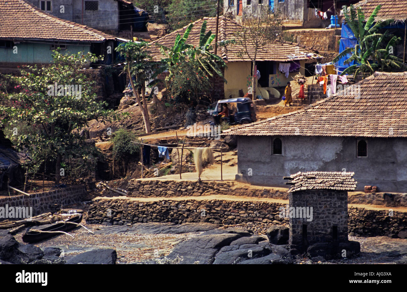 Indian village from sea, Dabhol, India Stock Photo - Alamy