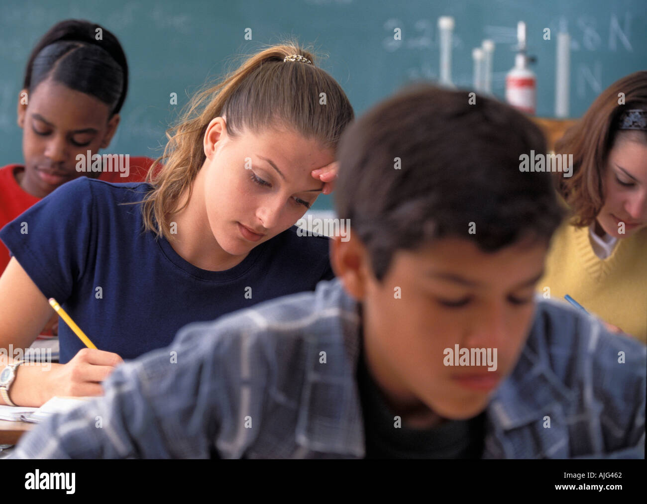 Hispanic male and female high school students hi-res stock photography ...