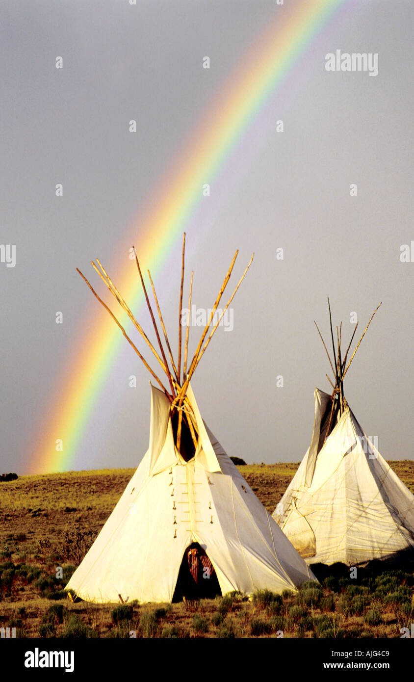 rainbow over tepee Stock Photo - Alamy