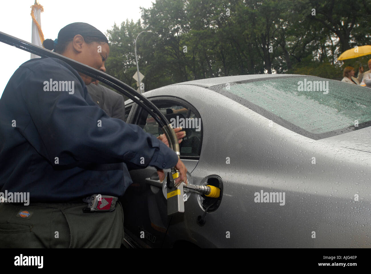 A Compressed Natural Gas powered Honda at a fueling station in Central ...