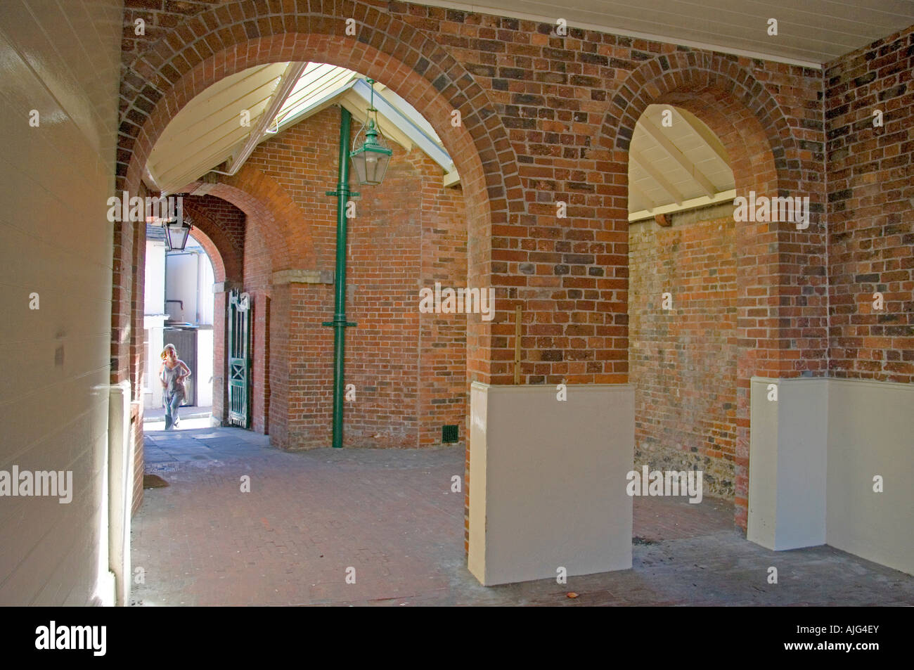 Convex curved brickwork in a series of Victorian archways Stock Photo ...