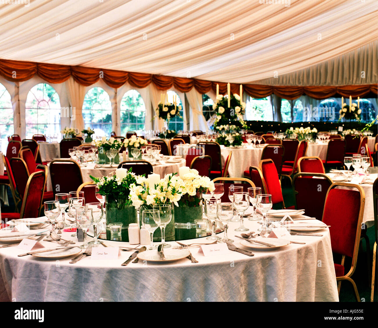 Classic British Marquee Wedding with full settings Stock Photo - Alamy