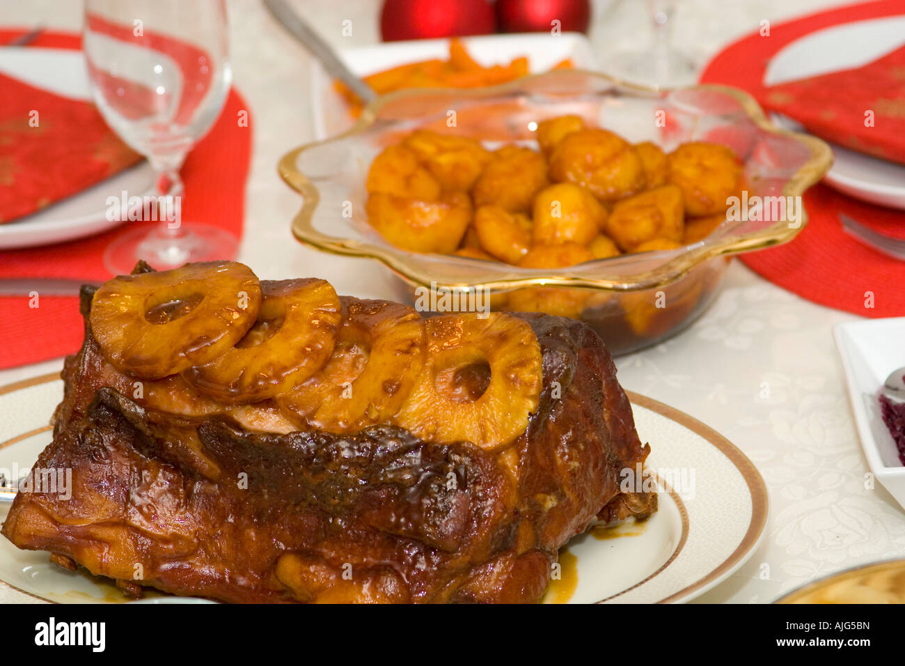 traditional north european christmas dinner on the table Stock Photo ...