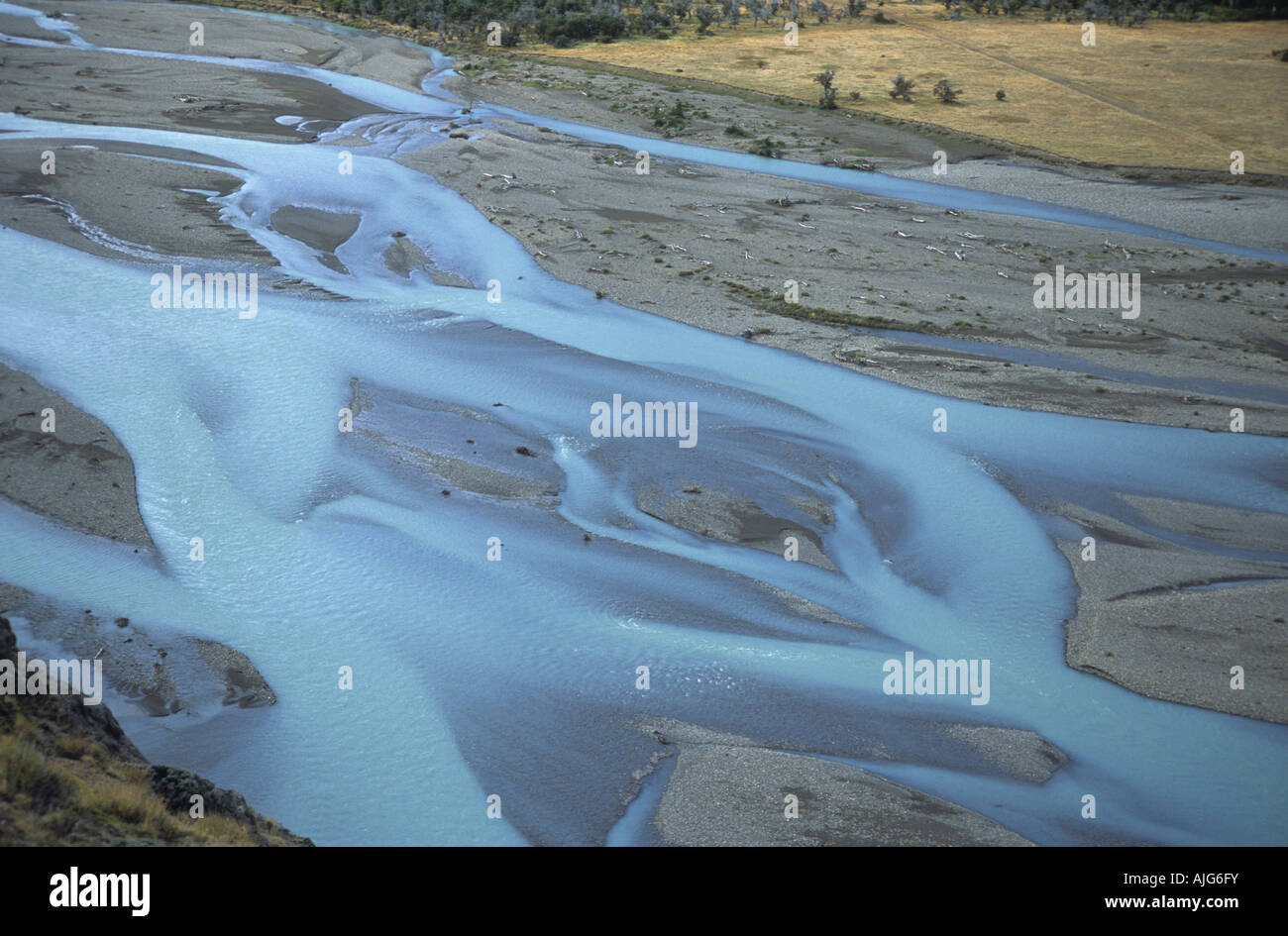 Detail of channels of braided river and alluvial deposits, Rio de las ...