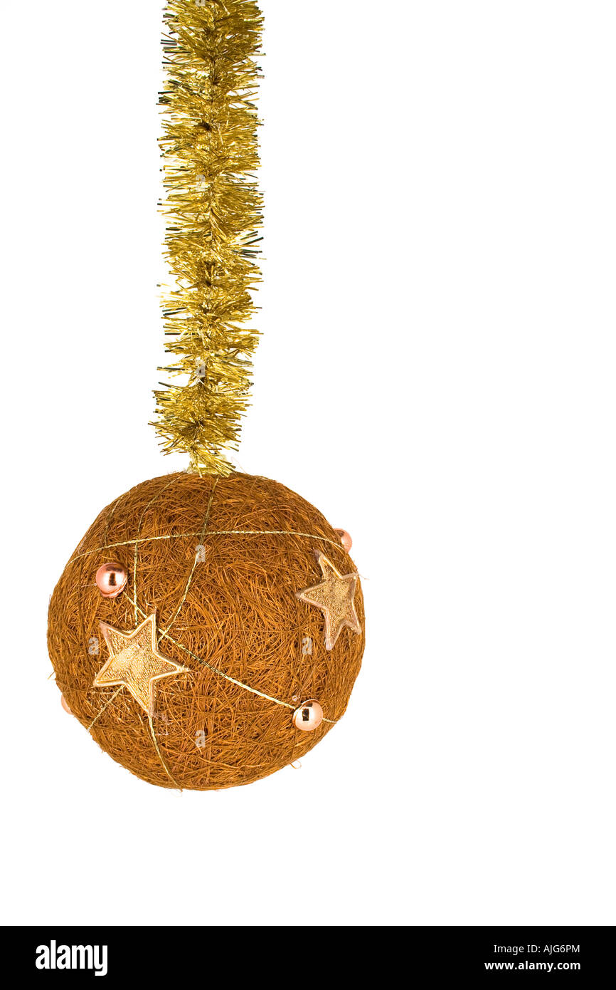 Christmas ball golden copper ribbon hi-res stock photography and images ...