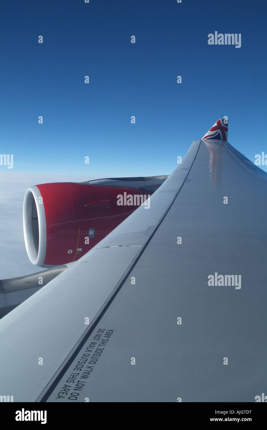 Engine and Wing of a A340 600 Airbus Aircraft of Virgin Atlantic ...