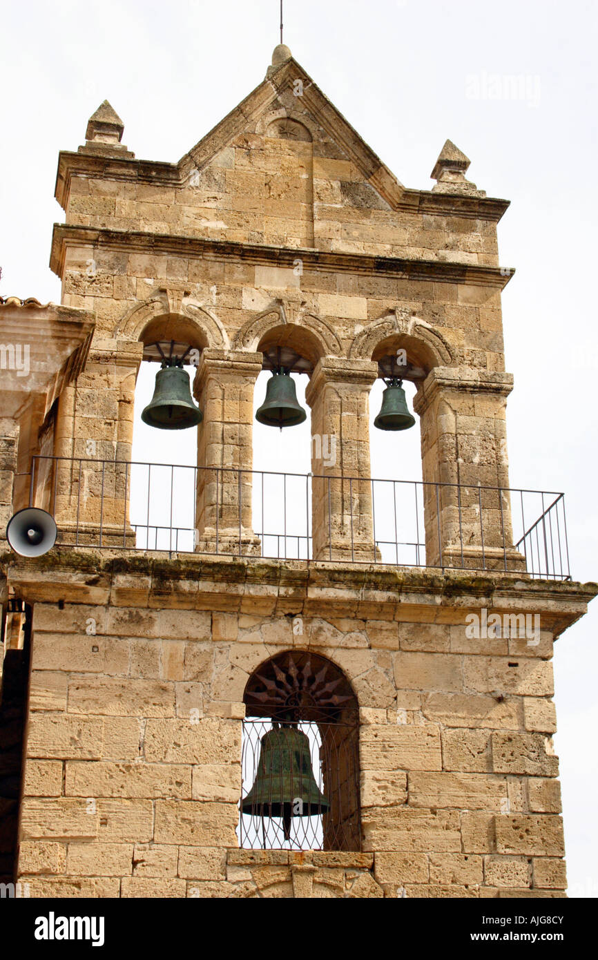 Saint Nicholas church belltower in Solomos Sq, Zakynthos town, Greece ...