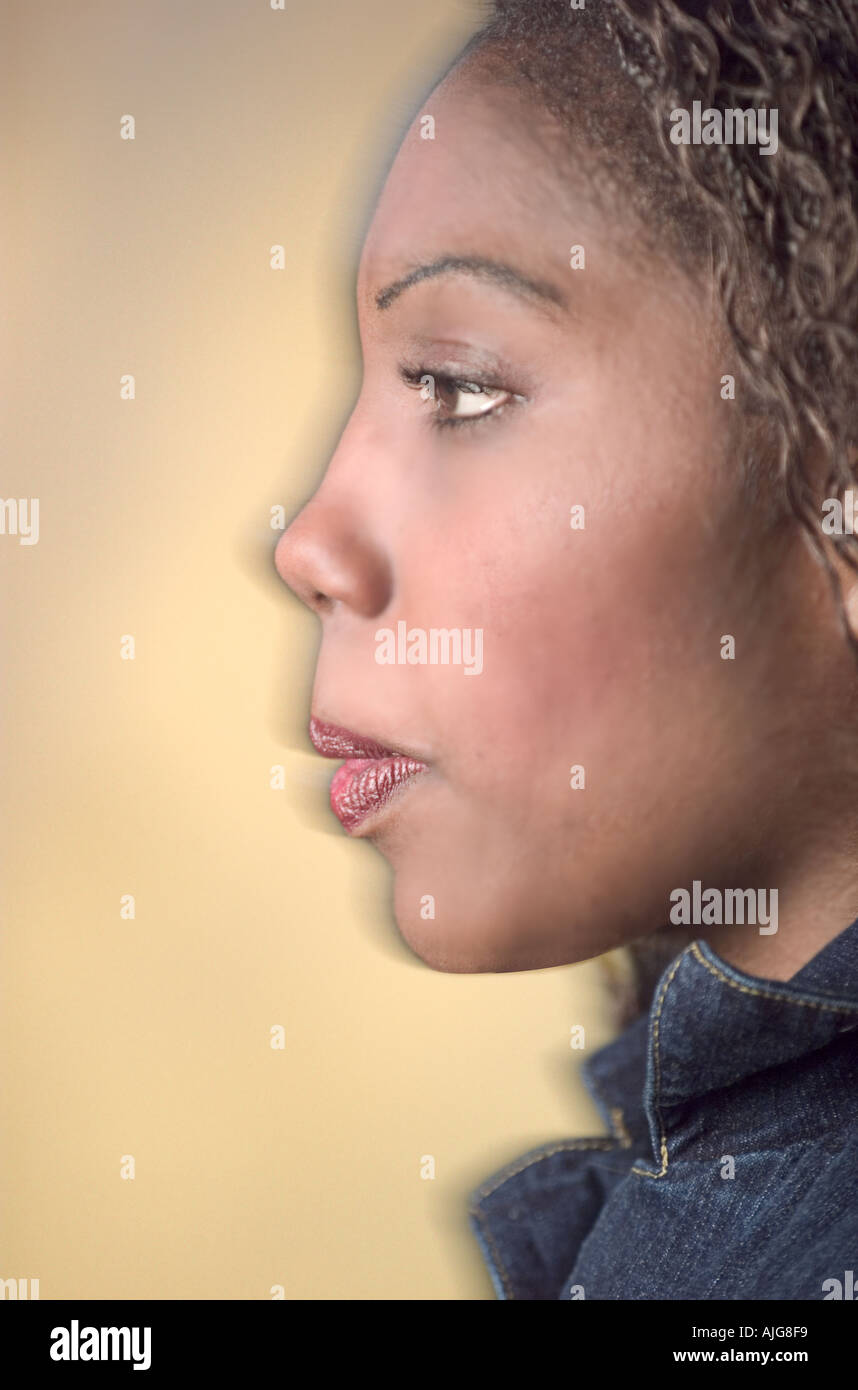 Profile of African American woman shadow Stock Photo - Alamy