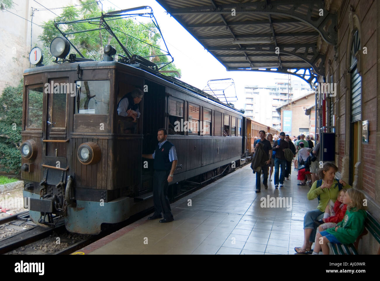 Palma de Mallorca Mallorca Spain The Soller train at the Placa de ...