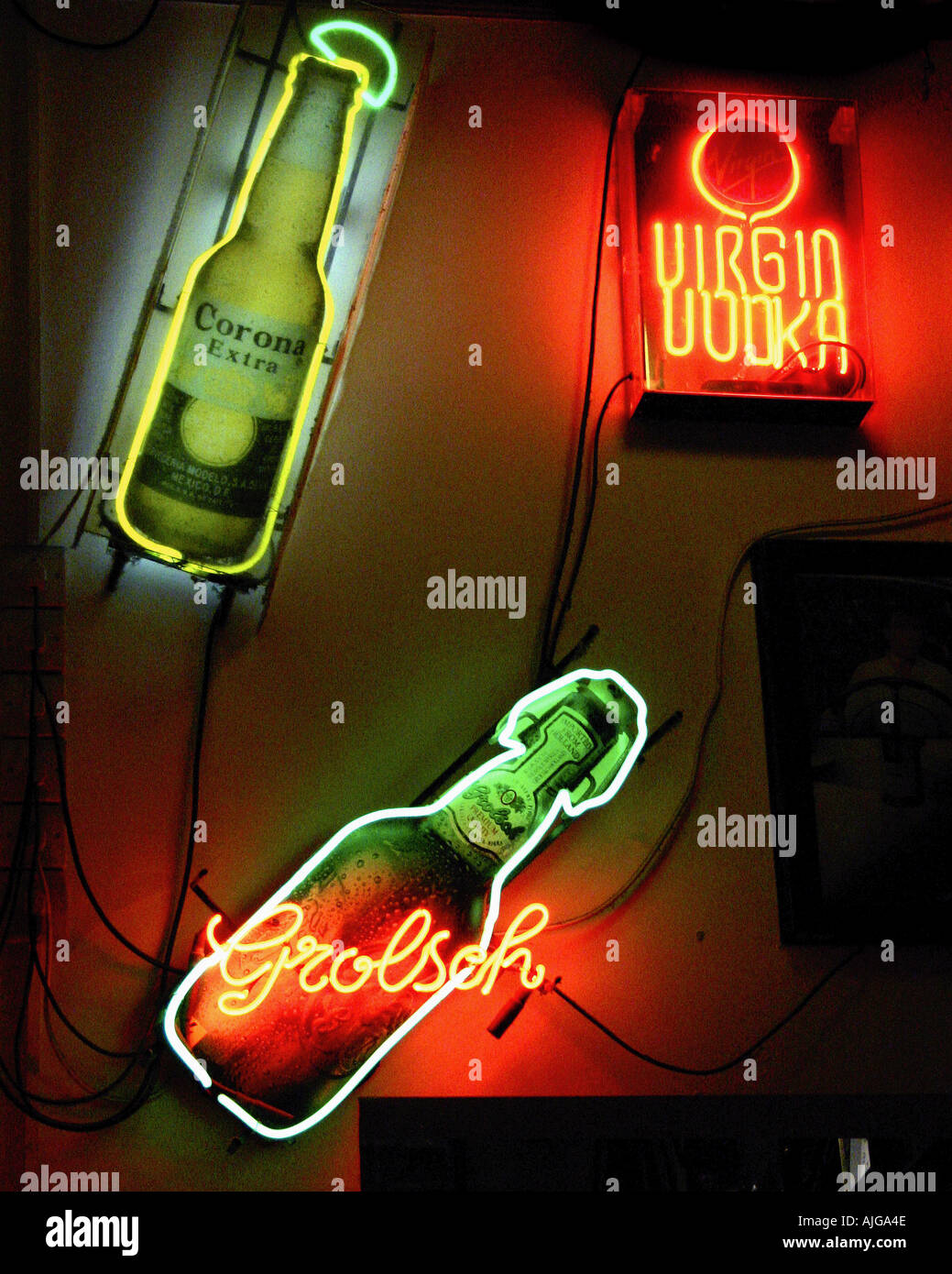 Neon Bar Signs Stock Photo - Alamy