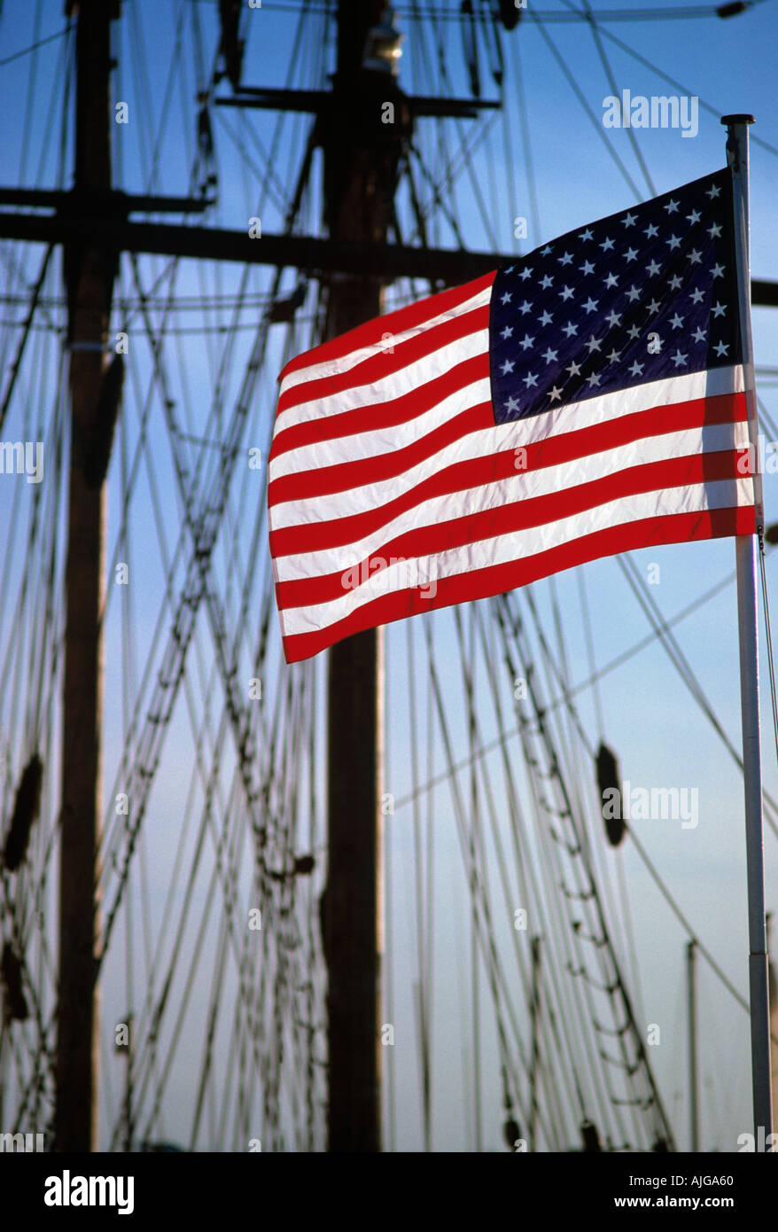 American flag waving on ship hi-res stock photography and images - Alamy