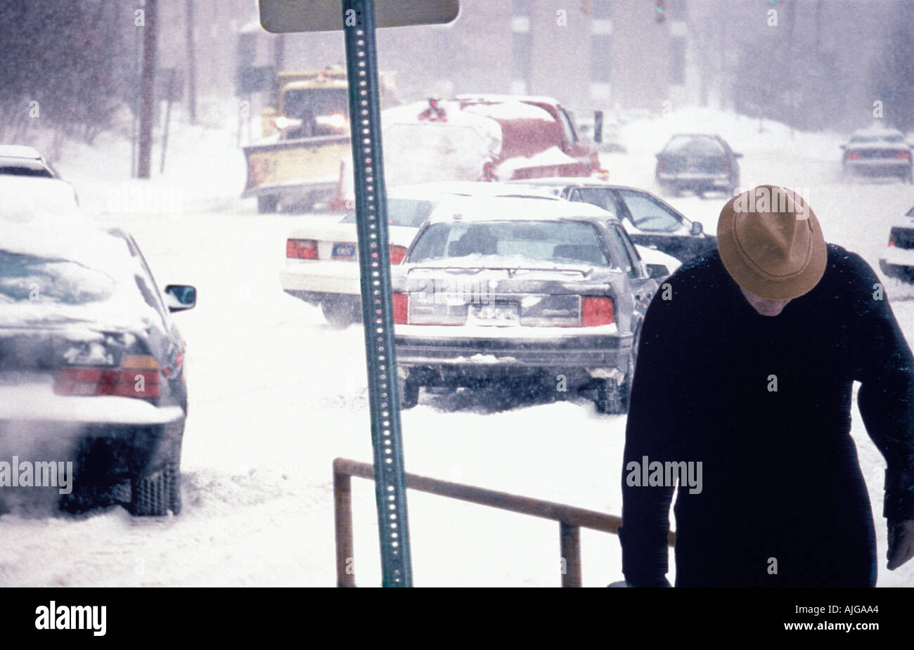Trudging through blizzard hi-res stock photography and images - Alamy