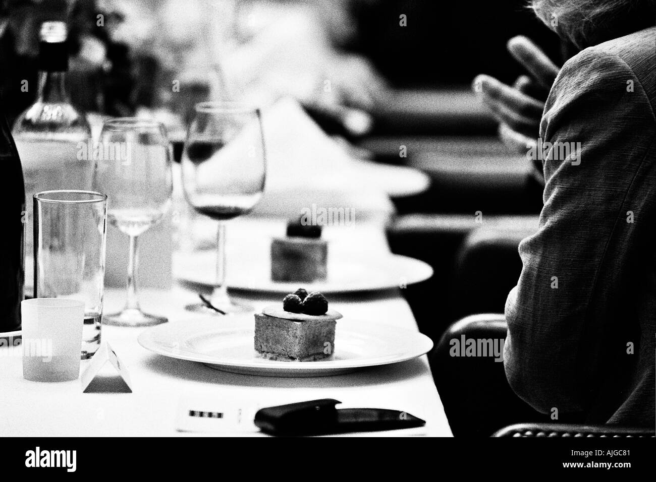 Man eating chocolate cake Black and White Stock Photos & Images - Alamy