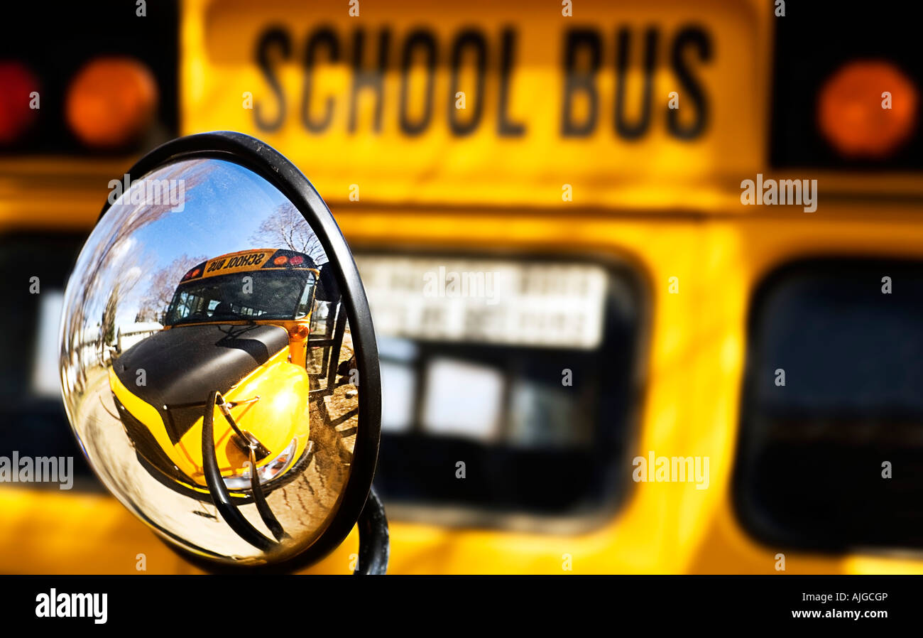 Reflection of a bus in a bus mirror Stock Photo - Alamy