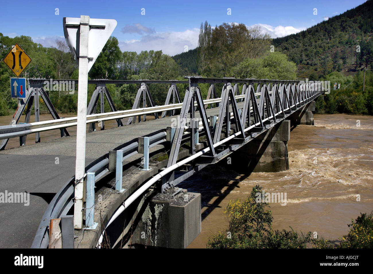 Alexander Bluff bridge over the Motueka River Nelson New Zealand Stock ...