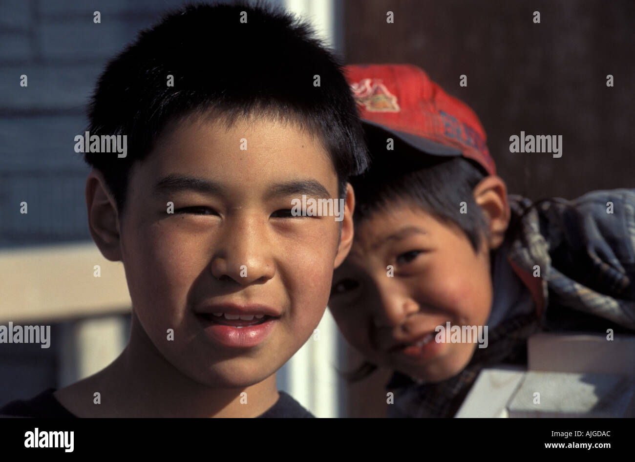 Inuit boys at Holman Victoria Island NWT Canada Stock Photo - Alamy