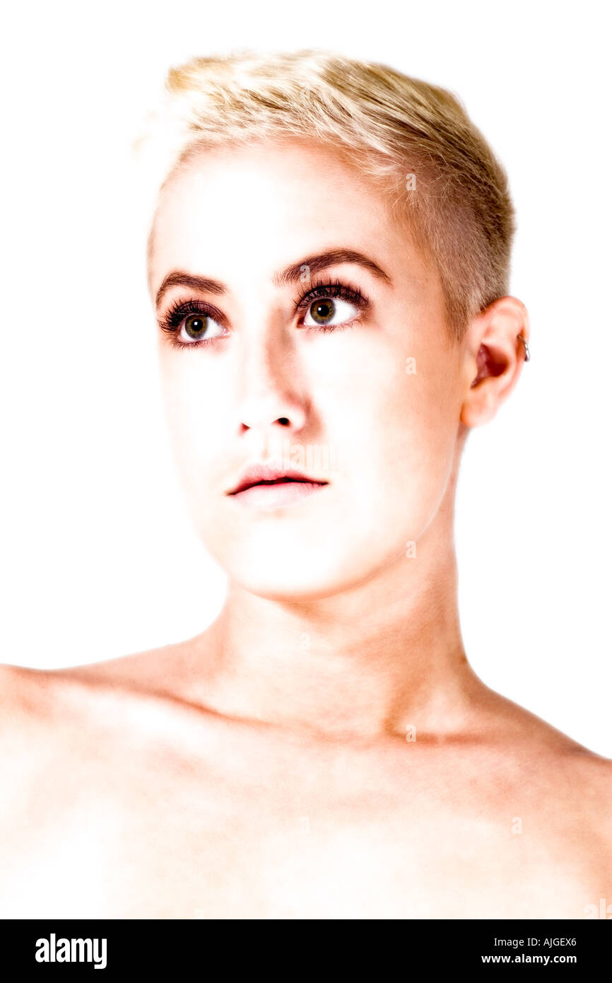 High key female model headshot Stock Photo - Alamy