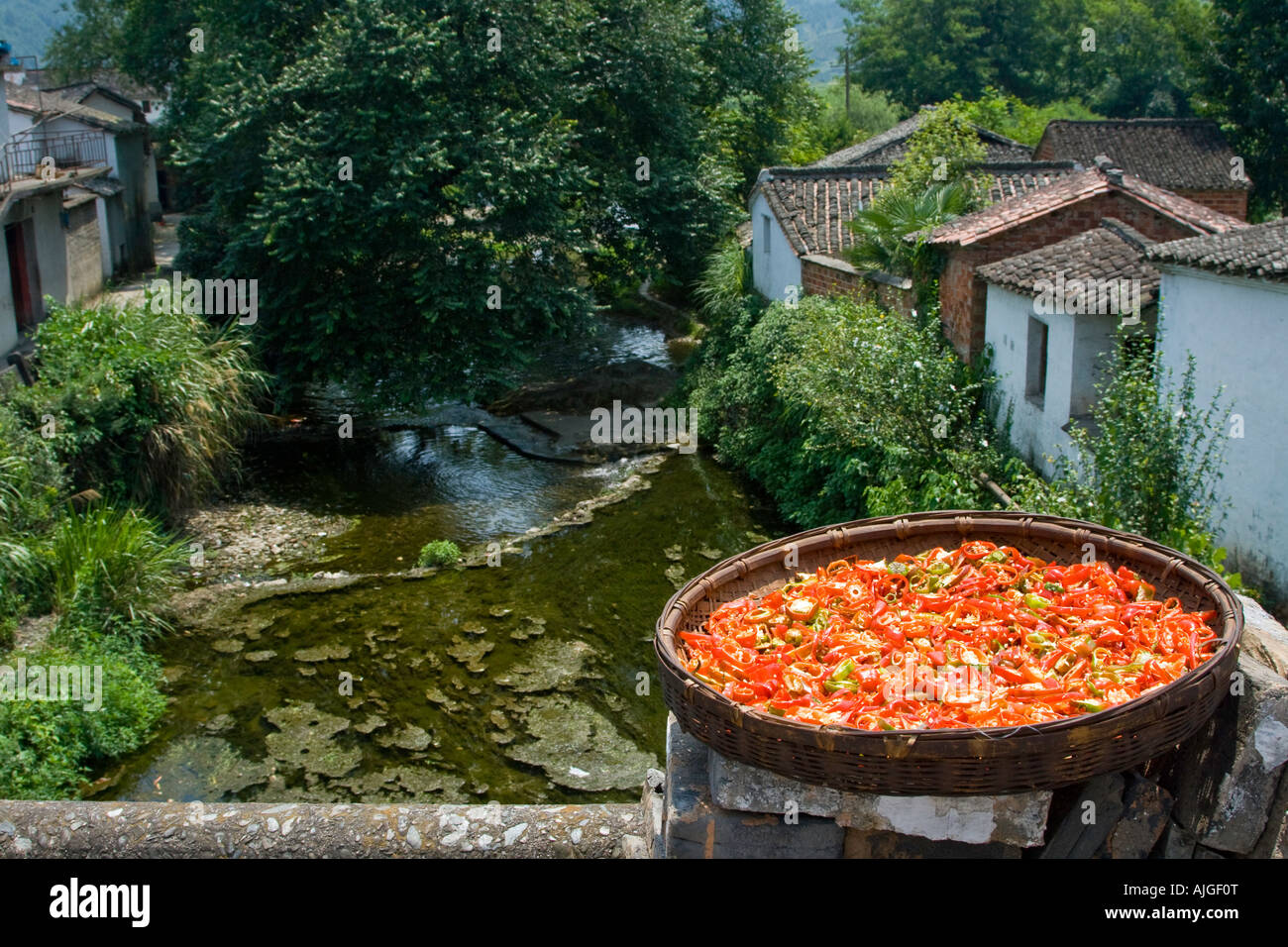 Chili Drying, Canal and Ancient Village of Likeng Wuyuan County China ...