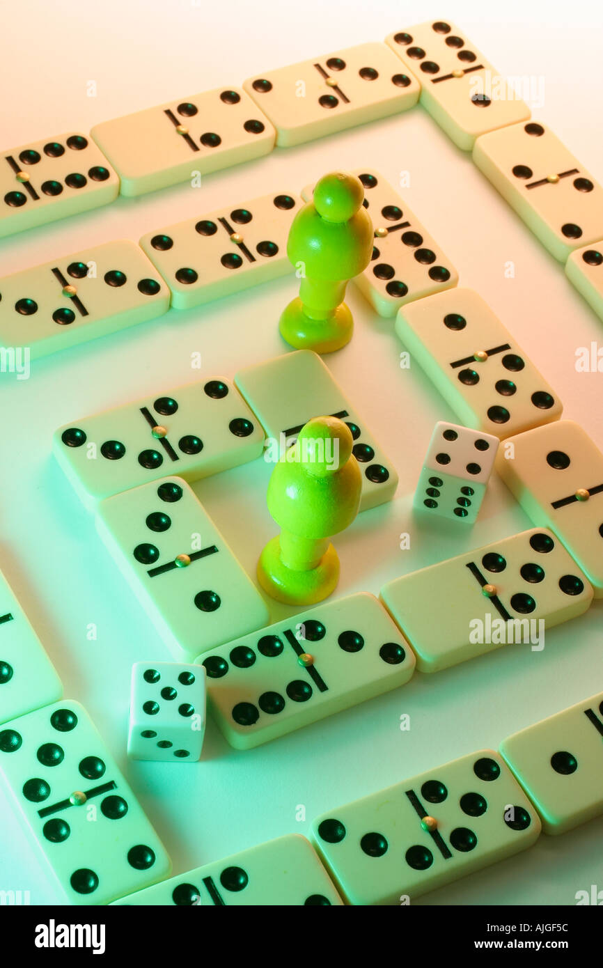 Chess Pieces and Dominoes Stock Photo - Alamy